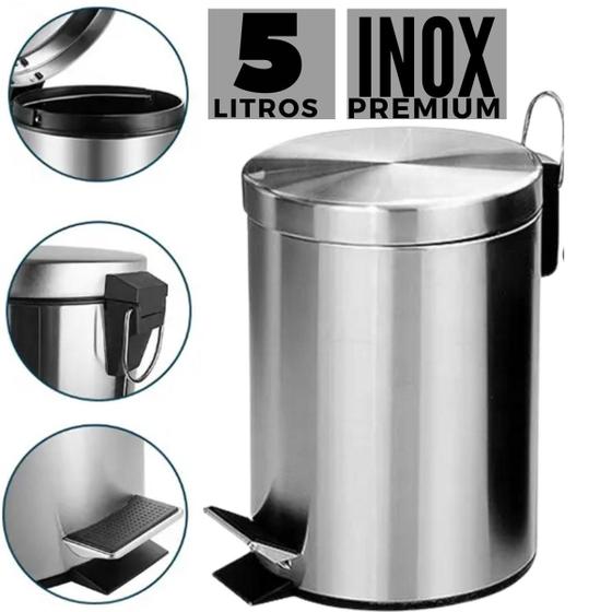 Lixeira cesto de lixo inox Banheiro E Cozinha 5 litros - Fullcommerce ...