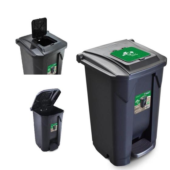 Lixeira coleta seletiva com rodinha e pedal portatil 60l cozinha ...