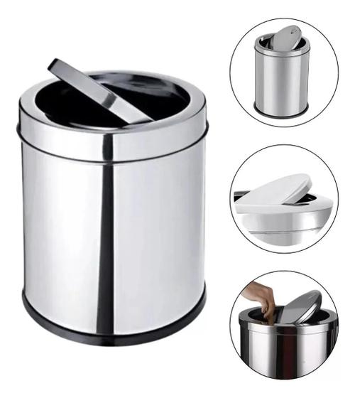 Lixeira Com Tampa Basculante Aço Inox 3 Litros Cesto Lixo - POWER MAID ...