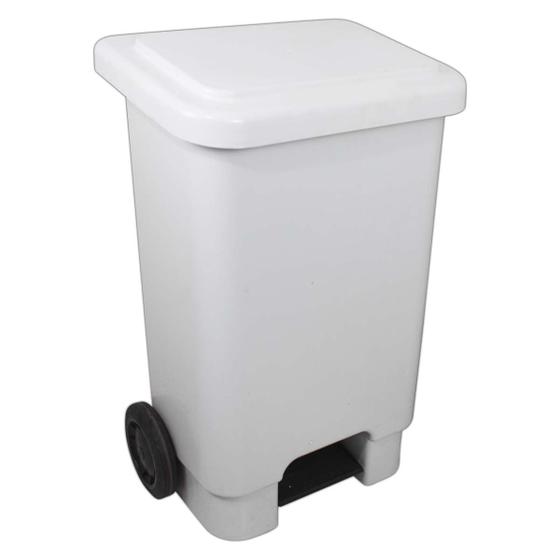 Lixeira de Pedal Com Rodas De Plástico 100 Litros Branca Grande Para Coleta Urbana Lar Plásticos ...