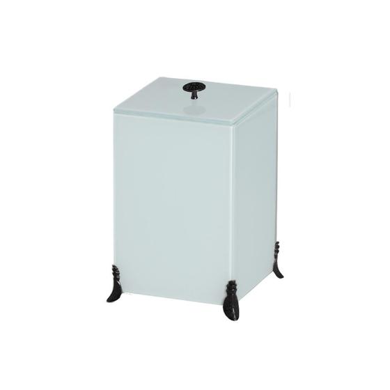 Lixeira De Pia Vidro Branco Acabamento Em Preto 3L Bancada - CR Vidros ...