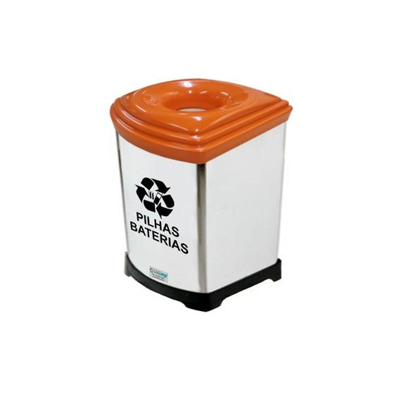 Lixeira Pilhas e Bat. Inox com Tampa Desk 10 L LJ MS - Lixeira e Cesto ...