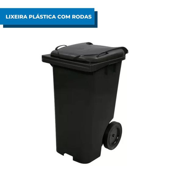 Lixeira Plástica com Rodas e Tampa Preta 240 litros - JSN - Lixeira e Cesto de Lixo - Magazine Luiza