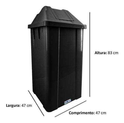 Lixeira Quadrada Com Tampa Vai E Vem Preta 100 Litros - JSN - Lixeira e Cesto de Lixo - Magazine ...