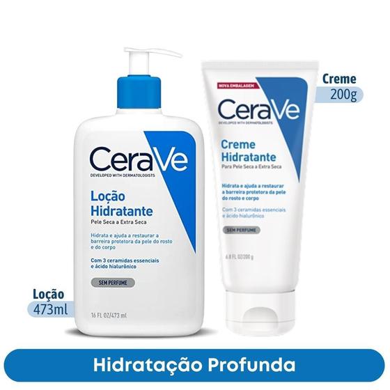 Loção Hidratante Corporal Fluida 473ml + Creme Corpo e Rosto 200g ...