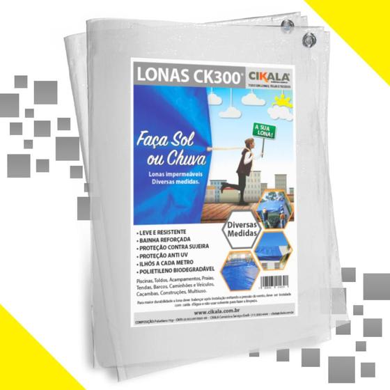 Lona CK300 Translúcida 5x3 Metros em Polietileno com Ilhós a cada Metro ...