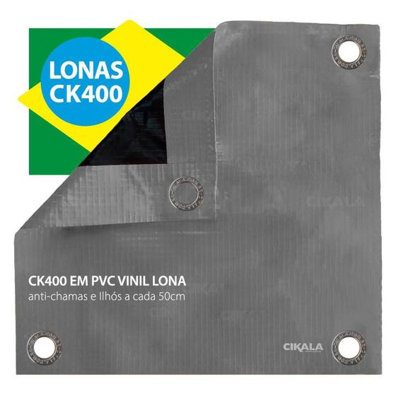 Lona CK400 Cinza x Preta 6x3 Metros em PVC para Cobertura Estática ...