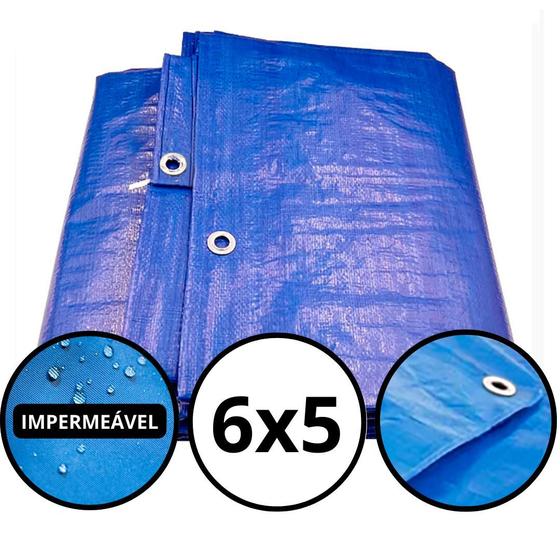 Lona Plástica de Proteção Cobertura Impermeável Azul 6x5 mts - Holtter ...