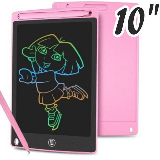 Lousa Mágica Lcd Tablet Digital Escrita Colorida 10" PRETO - ROSA- AZUL ...