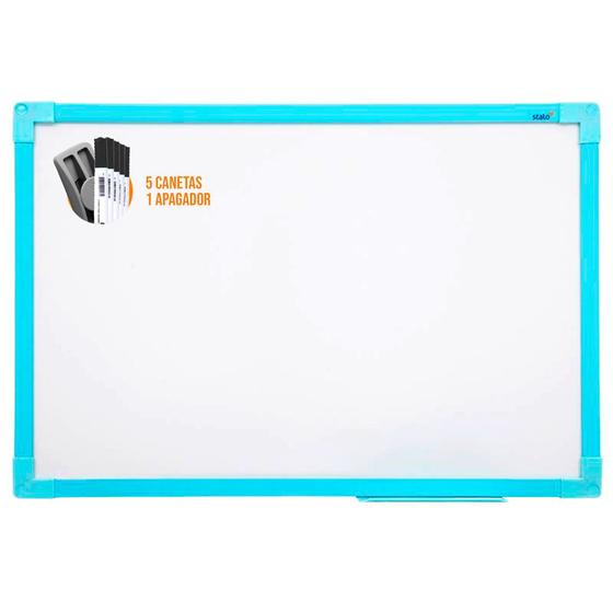 Lousa Quadro Branco 40x30cm Soft Azul + 5 Canetas e Apagador - Stalo ...