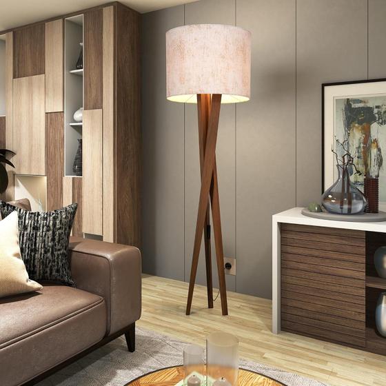 Luminária Abajur Luxo Bella Paris Retrô Tripé Madeira Rustic - D+7 ...