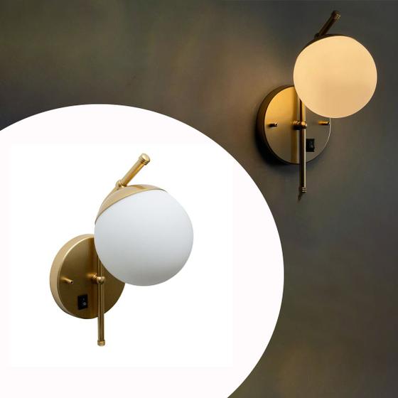 luminaria arandela de Parede Inclinada + Globo Vidro Bivolt Com ou Sem ...