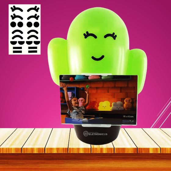 Luminária Cactos Vaso porta retrato Para Decorar e Iluminar Lâmpada Cor ...