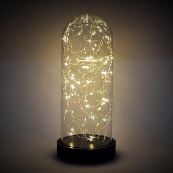 Luminária de Acrílico Transparente Arame 55 LEDs Warm (Luz Amarela ...