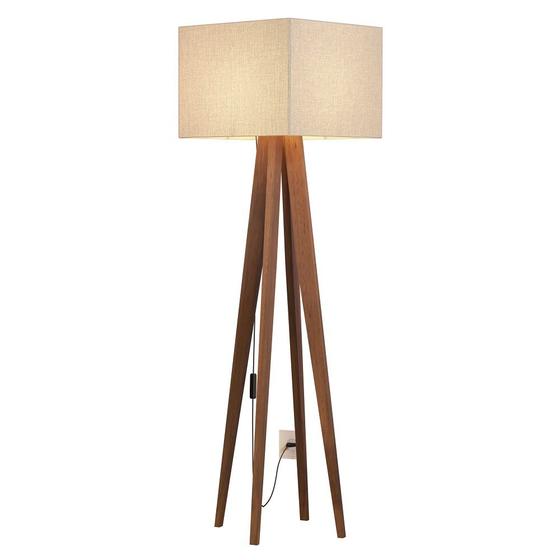 luminária de chão luna retro 4 pes de madeira cupula Palha quadrada ...