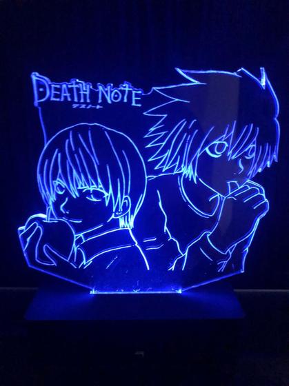 Luminária De Led 16 Cores, Death Note, Anime, Raito, L, - Avelar ...