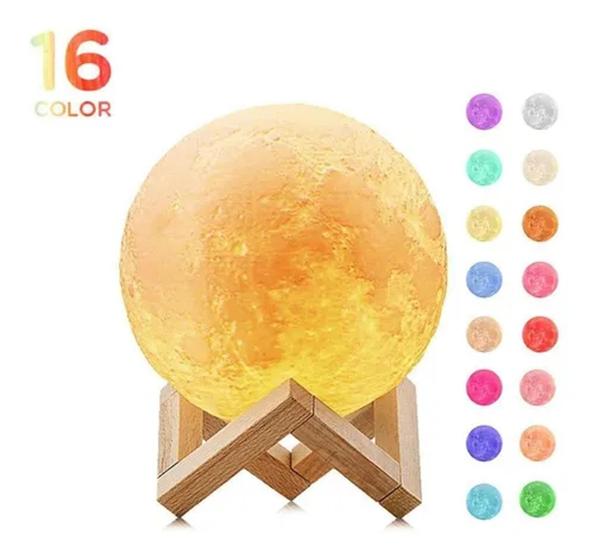 Luminaria de lua 3d Touch Lua Cheia Abajur Led Decoração - Luatek ...