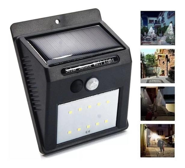 Luminária externa Parede Led Energia Solar iluminação Sensor presença ...