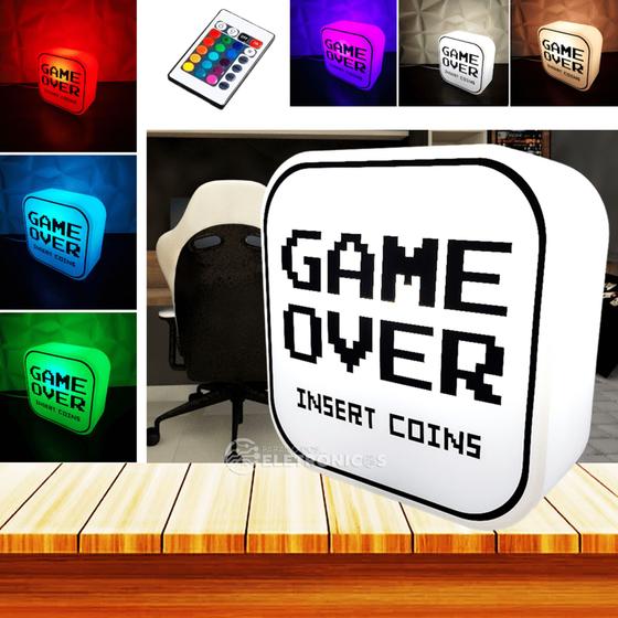 Luminária Game over Tipo Box RGBW Controle Remoto Para Decorar e ...
