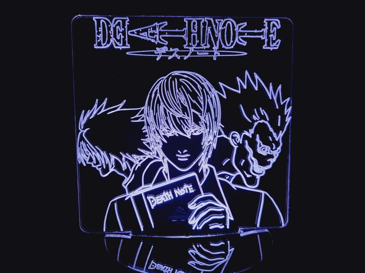 Luminária Led 3d Death Note L Kira Ryuk Anime - Geeknario - Luminária ...