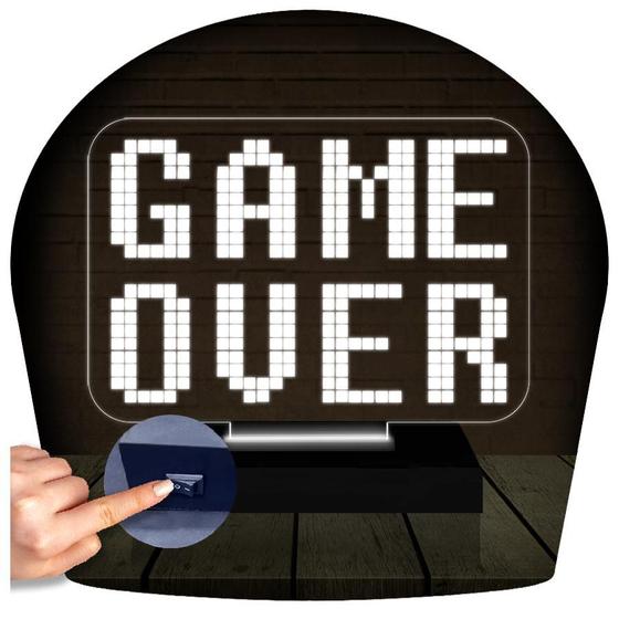 Luminária Led 3d Game Over Jogo Gamer Abajur - 3D Fantasy - Luminária ...