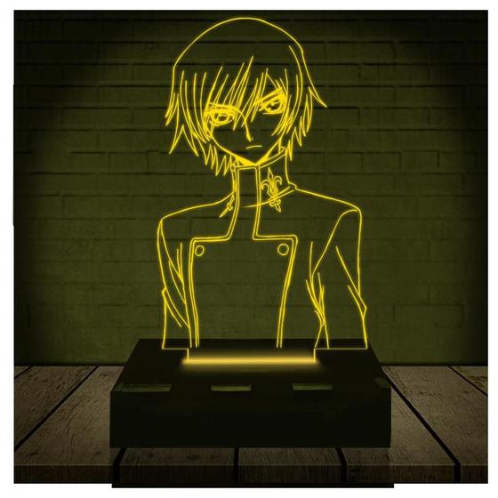 Luminária Led 3d Lelouch Lamperouge Code Geass Abajur - 3D Fantasy ...