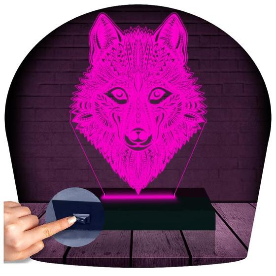 Luminária Led 3D Lobo Abajur 1 - 3D Fantasy - Luminária - Magazine Luiza