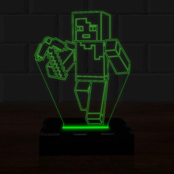 Luminária Led 3D Minecraft Abajur 16 Cores e Controle - 3D Fantasy ...