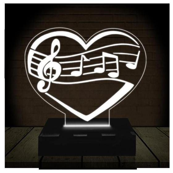 Luminária Led 3d Nota Musical Musica Abajur 16 Cores + Controle 2 - 3D ...