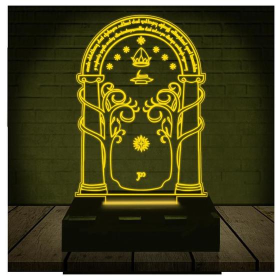 Luminária Led 3d Portal de Moria Senhor dos Aneis Abajur 16 Cores ...