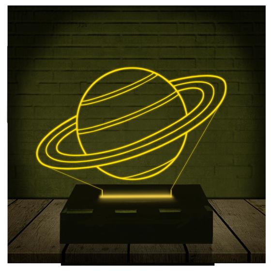 Luminária Led 3d Saturno Planeta Sistema Solar Abajur 16 Cores ...