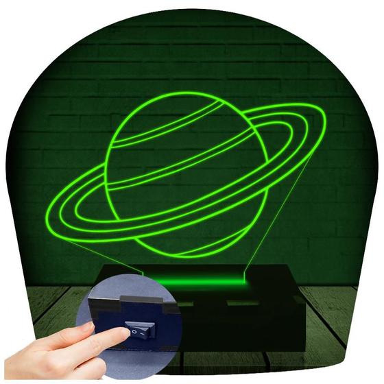 Luminária Led 3d Saturno Planeta Sistema Solar Abajur - RB Criações ...