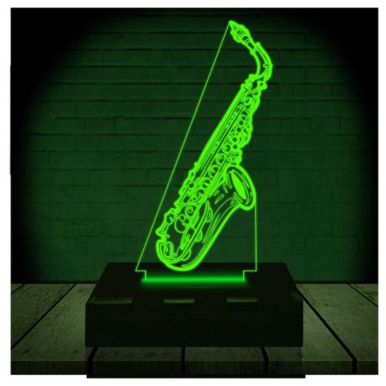 Luminária Led 3d Saxofone Música Abajur - 3D Fantasy - Luminária ...