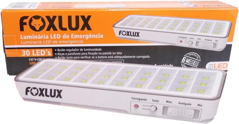 Luminaria Led De Emergência 30 LED Recarrecável Foxlux - Luminária de ...