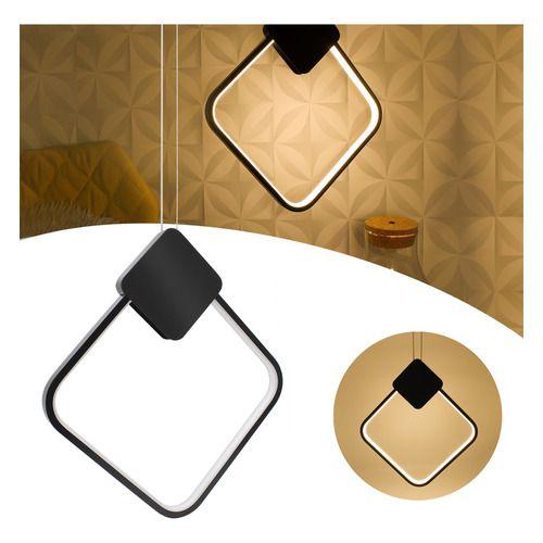 Luminária Led Pendente Moderno Preto 3000K Losango Bivolt - Casa ...