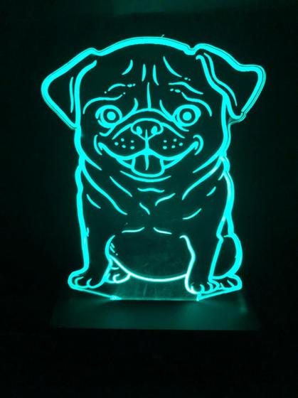Luminária Led, Pug, Cachorro, Dog, Pet, Abajur 16 cores - Avelar ...