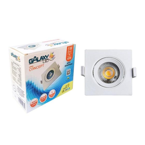 Luminaria led spot quadrada bivolt 5w 3000k galaxy - Luminária - Magazine Luiza