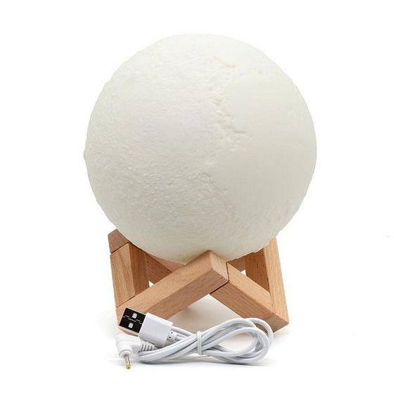 Luminária Lua Cheia 3D Brilhante Decorativa Cores LED - LuckFoyu ...