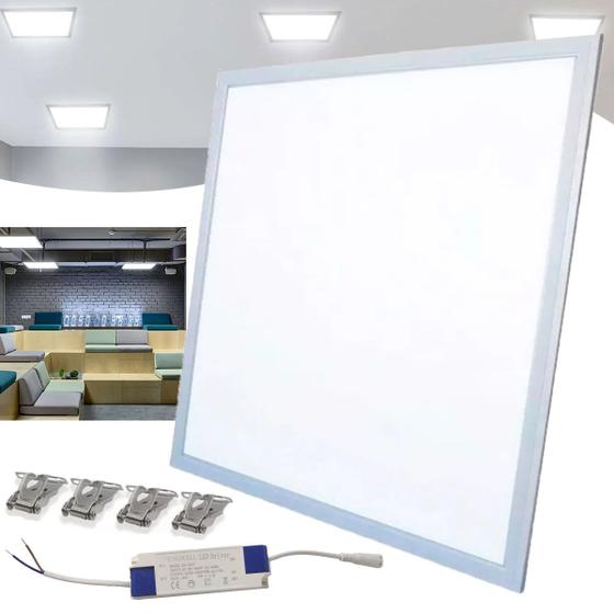 Luminaria Paflon Teto Led 48w Com Fonte Quadrado Embutir 6500K Gesso ...