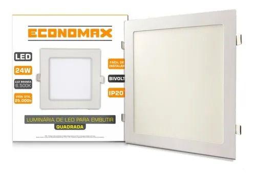 Luminaria painel led qd slim 24w emb biv economax - Luminária ...
