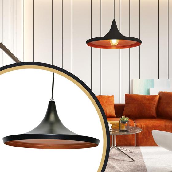 Luminária Pendente Chápeu Chinês Preto com Cobre-Pavilonis - Luminária ...