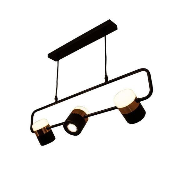 Luminária pendente retangular preto com 3 spots de led - Essencial ...