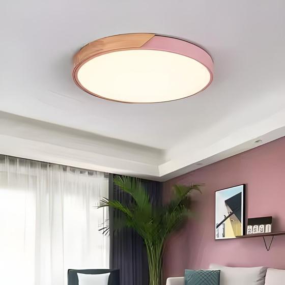 Luminária Plafon LED Sobrepor Redonda Grande Várias Cores 3 Tons de Luz ...