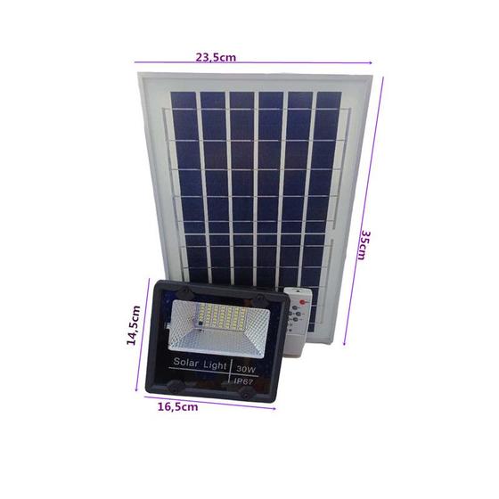 luminaria refletor ENERGIA SOLAR 30W + placa solar com controle ...
