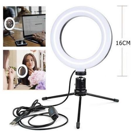 Luminária Ring Light 6 polegadas para Selfie Vídeo maquiagem Iluminador de Mesa - ring fill ...