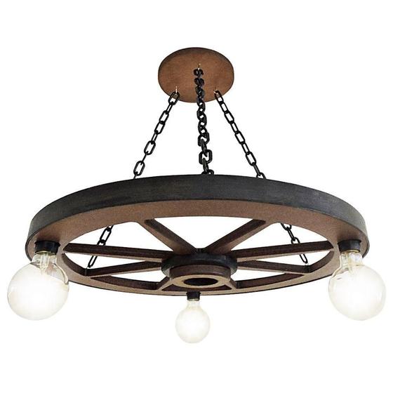 Luminária Roda De Carroça Rustica Pendente Lustre De Teto - Redskull ...