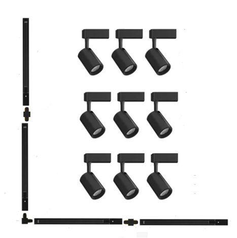 Luminária Sala Modelo L Trilho 4m + 8 Spots Led 7w Luz 3000k - TM ...