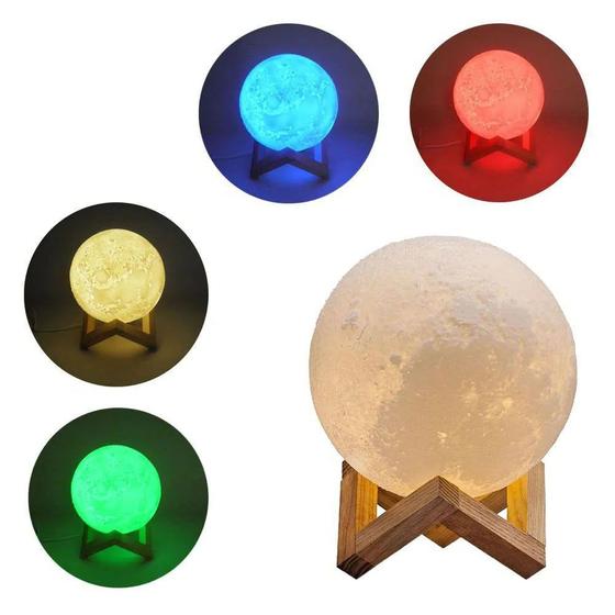 Luminaria Super Lua Cheia Abajur Touch de Mesa Iluminaçao LED Decoraçao ...