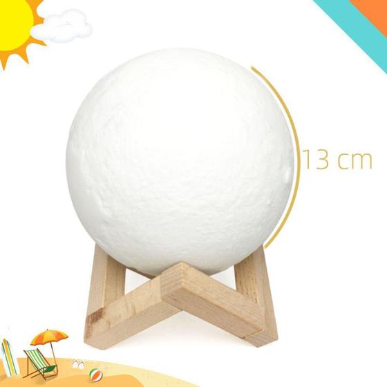 Luminária Umidificador Lua Cheia 3D Abajur Mesa 3 Cores + RGB USB/Touch ...