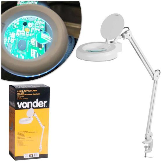Lupa Articulada LED com Fixador para Bancada Vonder - Lupa Estética ...